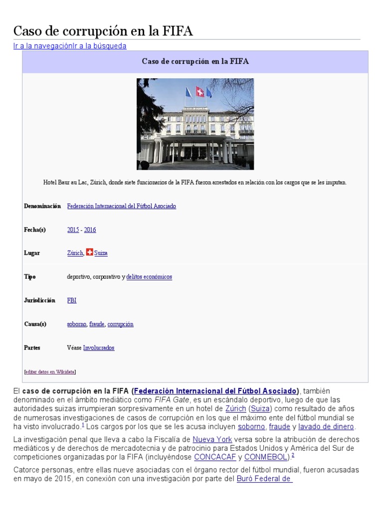 Caso de Corrupción en La FIFA | PDF | FIFA | Asociación de Futbol