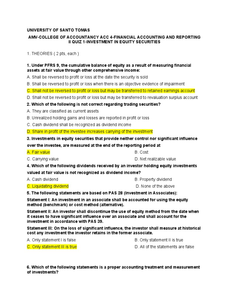 Equity Handout 4th Year | PDF | Equity (Finance) | Dividend
