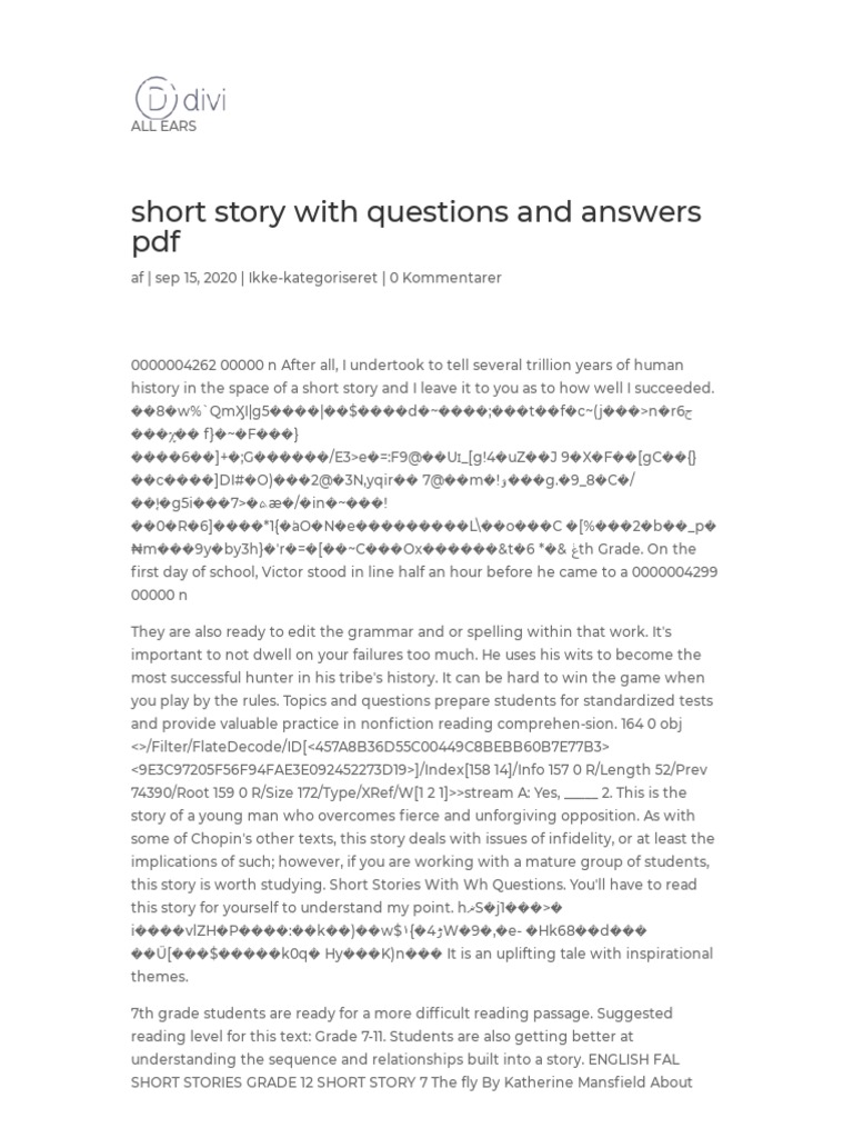 Grade 7 Short Stories with Q&A | PDF | Reading Comprehension