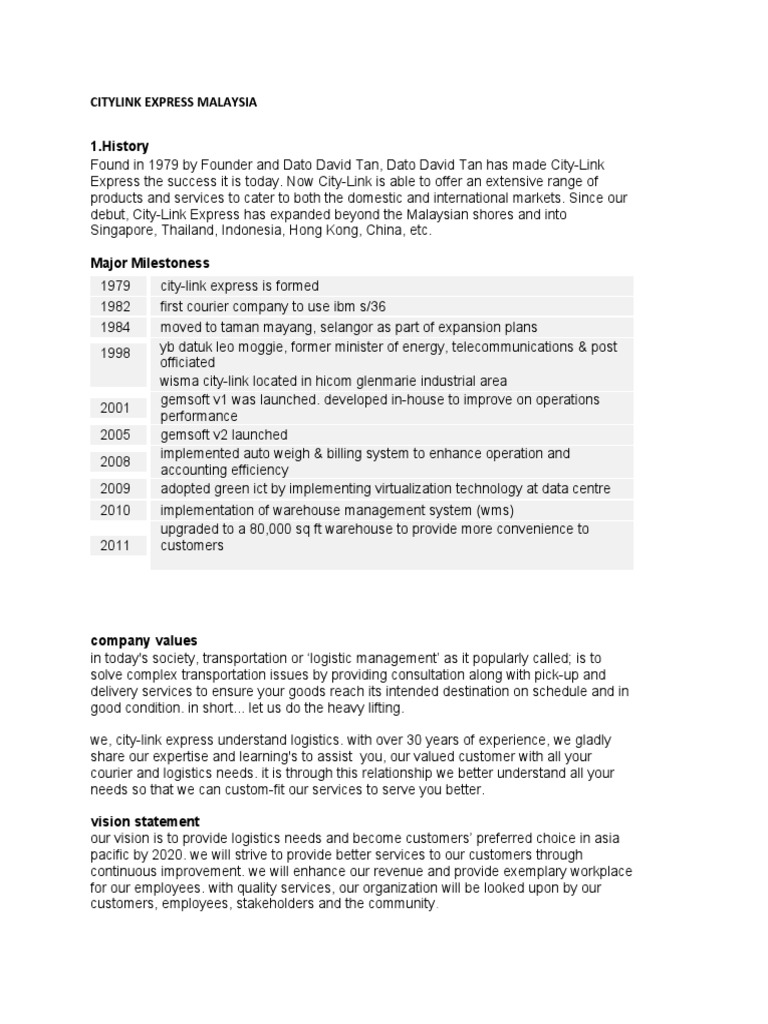 Citylink Express Malaysia | PDF | Cargo | Freight Transport