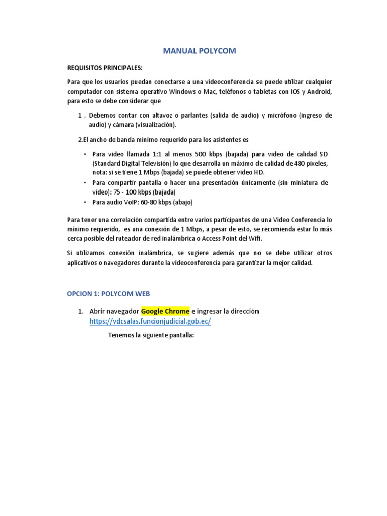 Guía de Uso de Polycom en Móviles y PC | PDF | Videotelefonía | Android ...