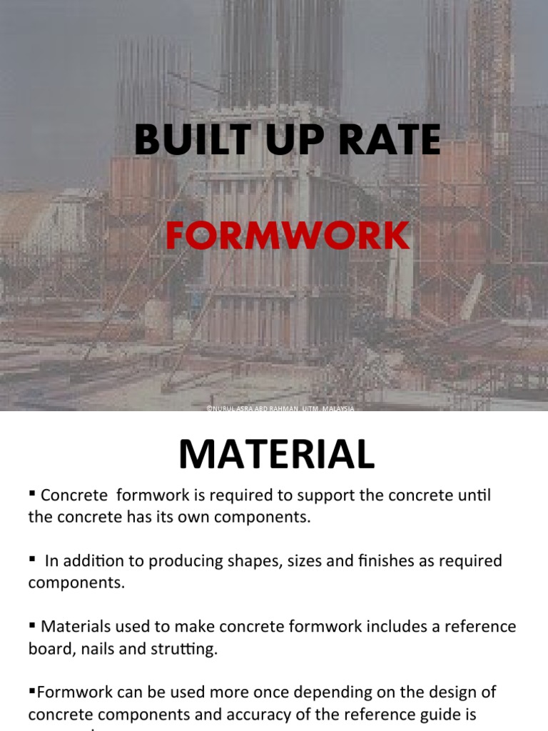 Built Up Rate: Formwork | PDF | Concrete | Economic Sectors