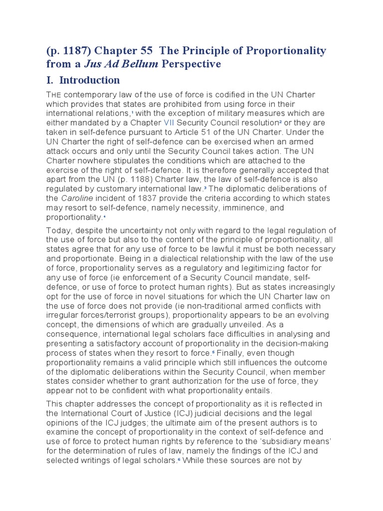 The Principle of Proportionality From A Jus Ad Bellum Perspective | PDF ...