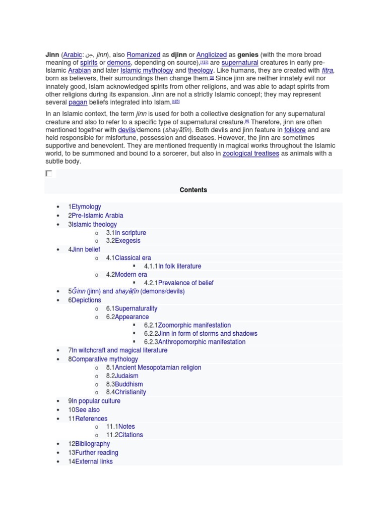 Arabic Romanized Anglicized Spirits Demons Supernatural Arabian Islamic ...