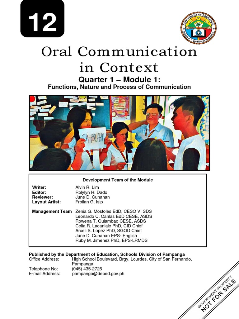 Oral Communication in Context: Quarter 1 - Module 1 | PDF | Nonverbal ...