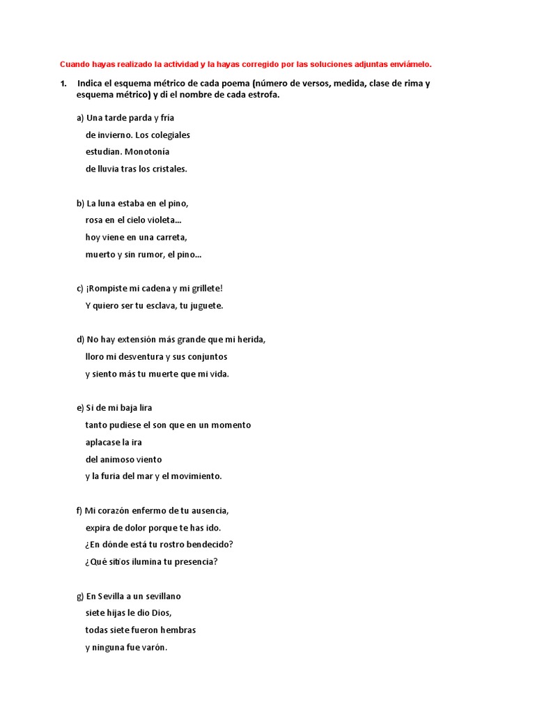 Tipos y Ejercicios de Estrofas Poéticas | PDF | Clásicos
