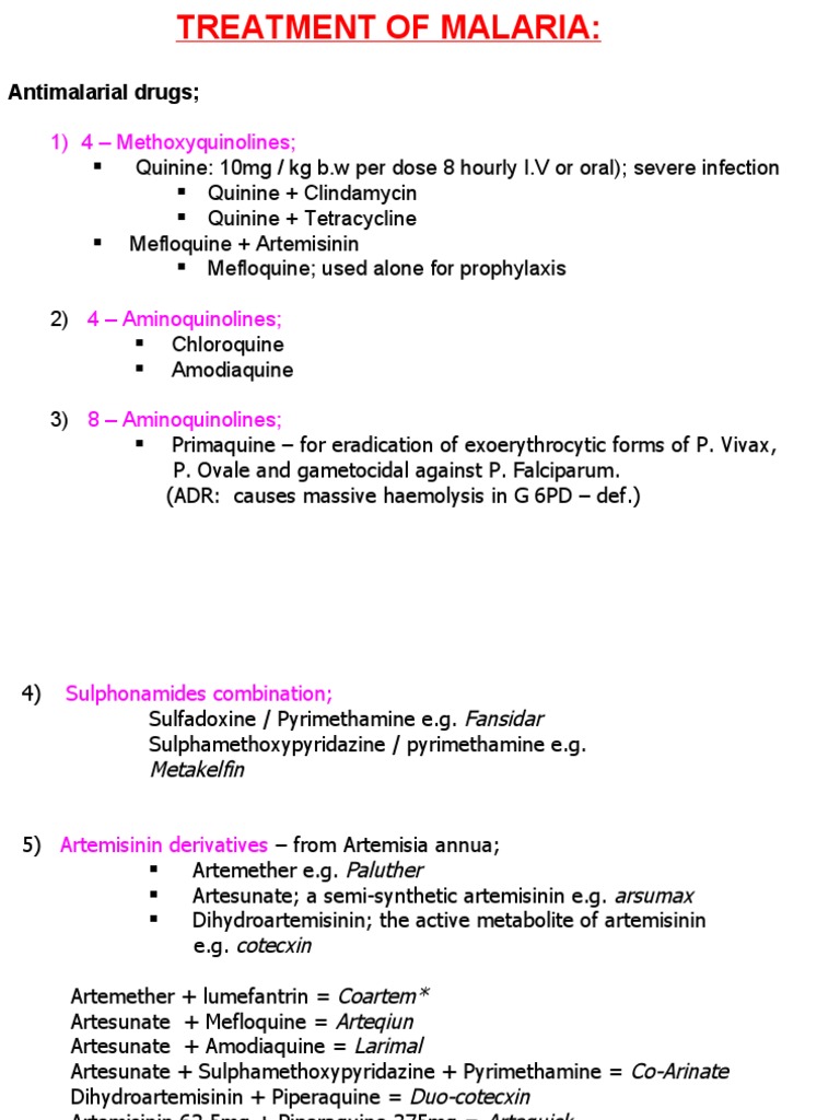 Antimalarial Drugs | PDF | Clinical Medicine | Pharmacology
