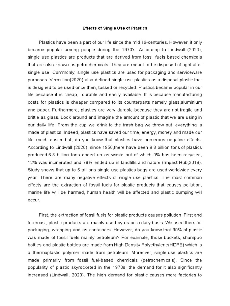 Effects of Single Use Plastics PDF | PDF | Plastic | Recycling