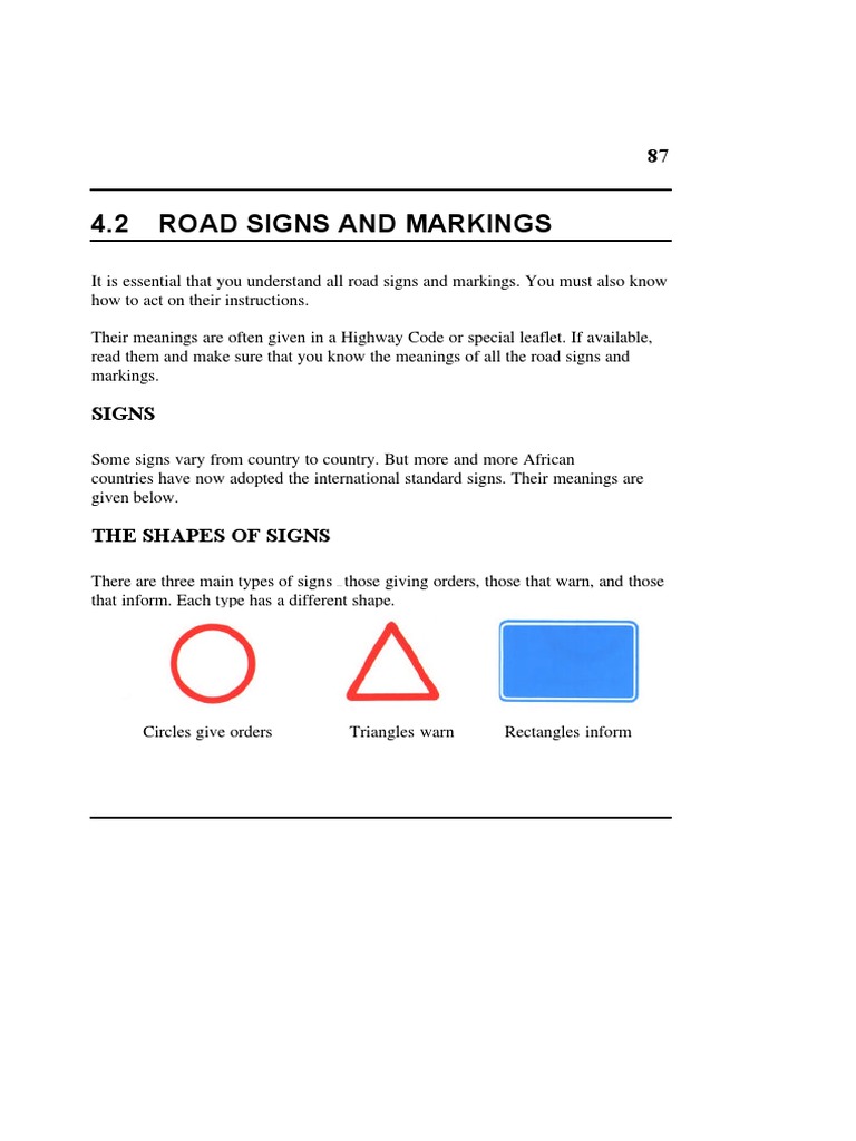 Road Signs and Markings LH PDF | PDF | Traffic | Road Safety