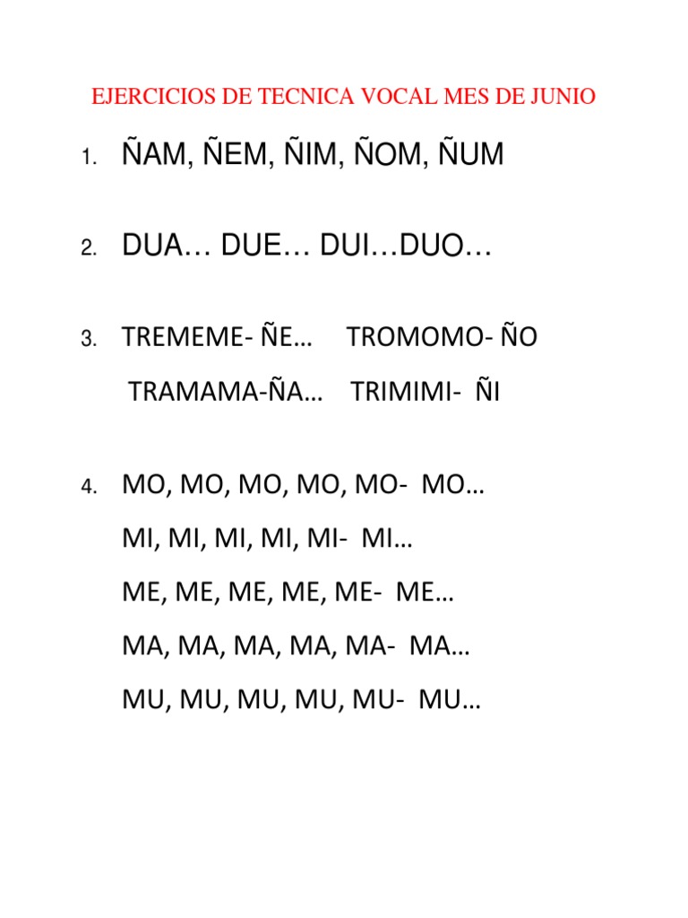 Exercices Vocal Technique PDF | PDF