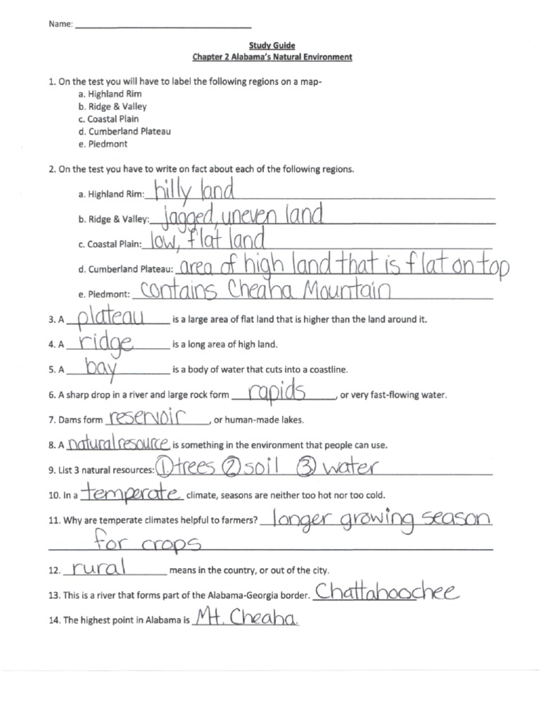 Chapter 2 Study Guide Answer Key | Download Free PDF | Alabama | Earth ...