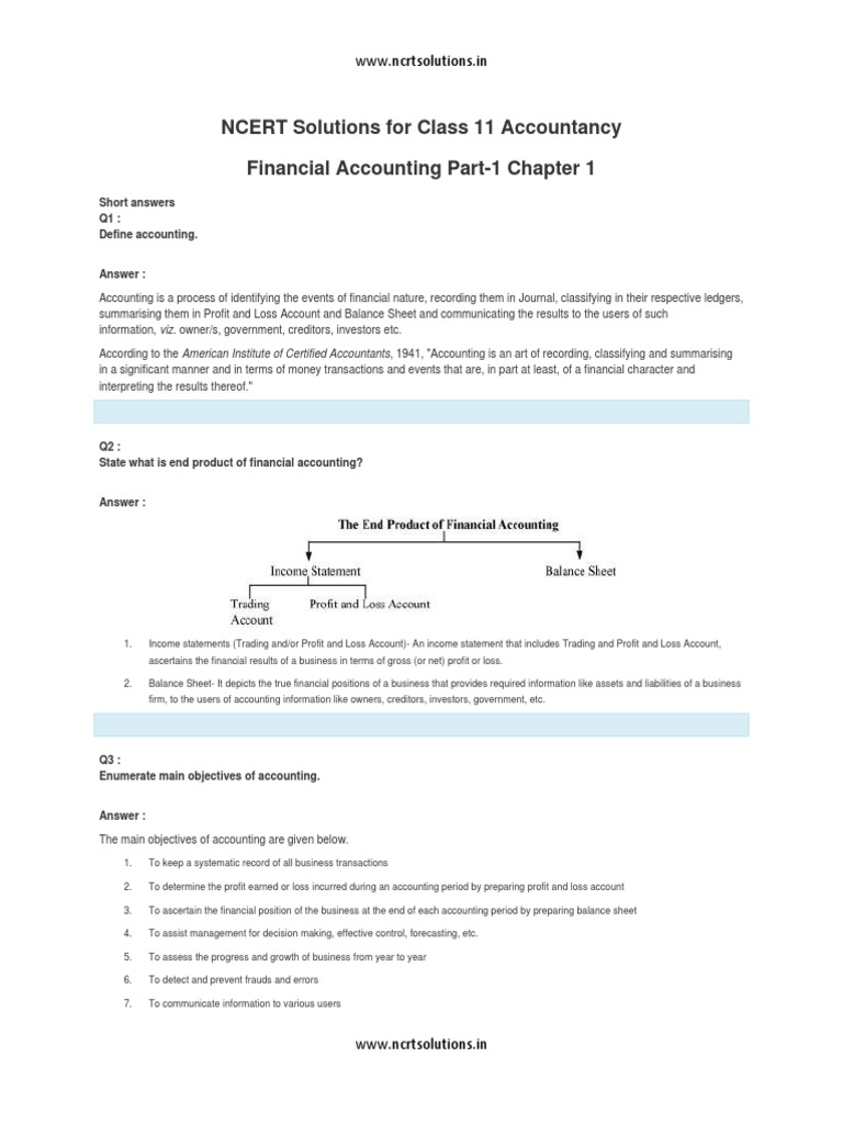 Class 11 Accountancy Part 1 Chapter 1 | PDF | Debits And Credits | Expense