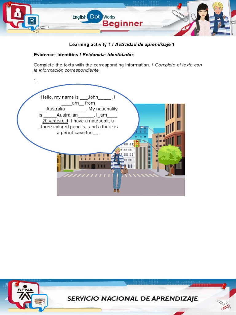 Learning Activity 1 / Actividad de Aprendizaje 1 Evidence: Identities ...