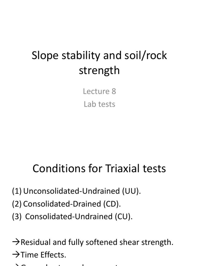 Slope Stability and Soil/rock Strength: Lab Tests | PDF | Chemical ...
