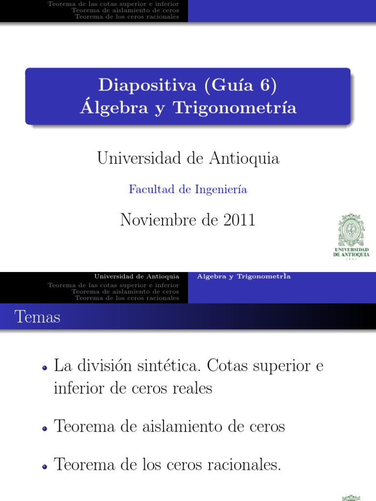Diapositiva Guia6 PDF | PDF | Factorización | Número racional