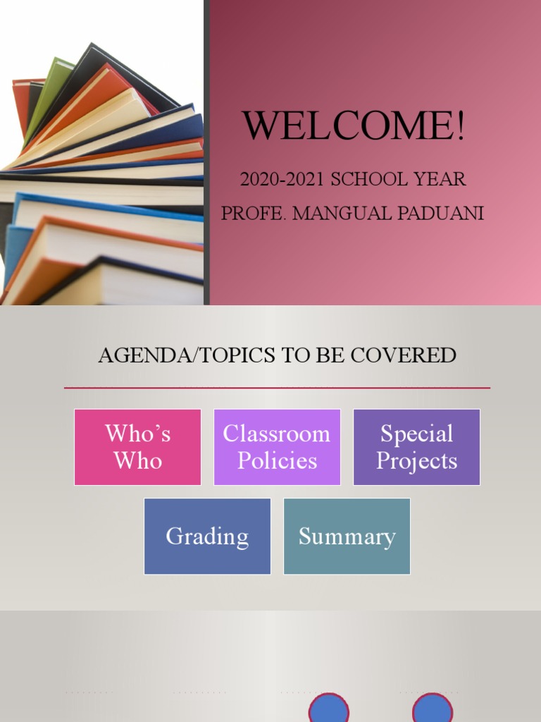 Welcome!: 2020-2021 SCHOOL YEAR Profe. Mangual Paduani | PDF