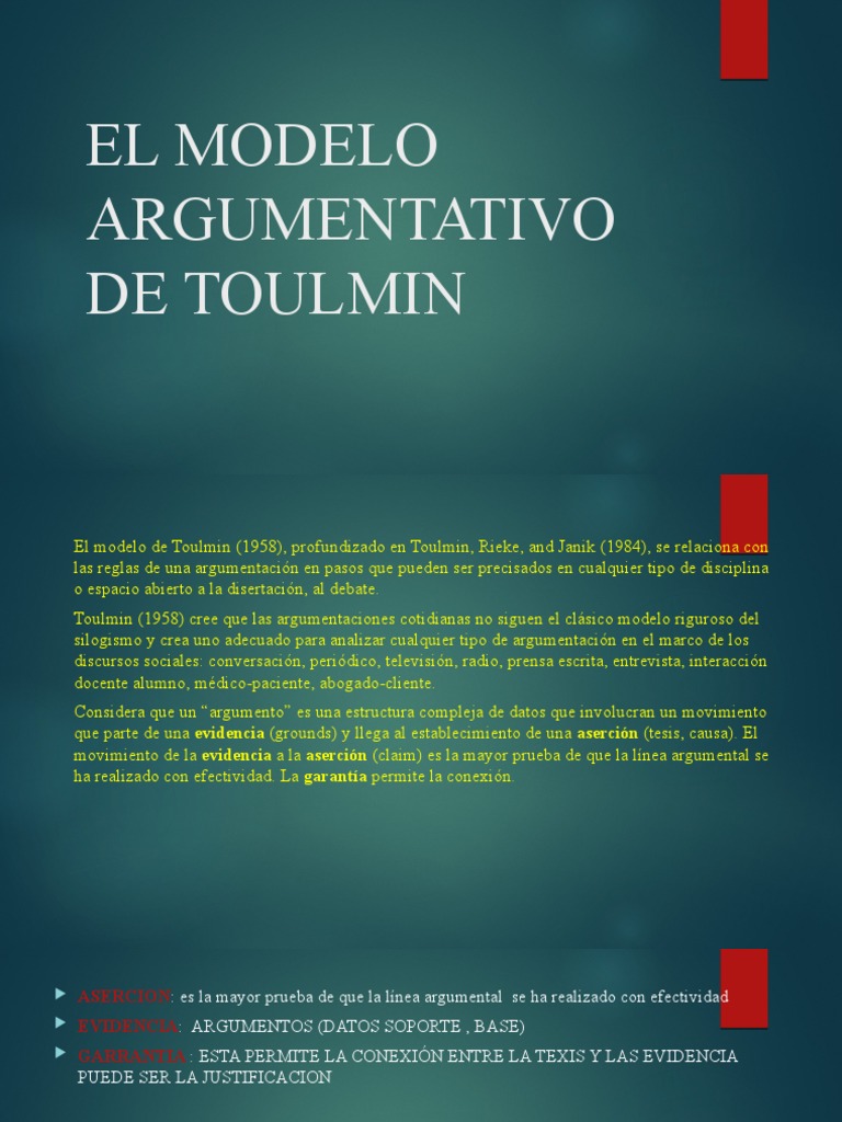 El Modelo Argumentativo de Toulmin | PDF | Teoría de la justificación ...