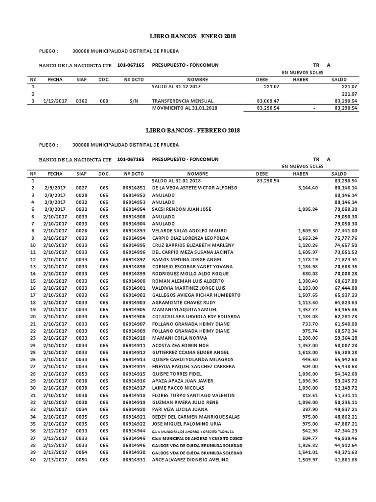 Formato Libro Bancos 2019 | PDF