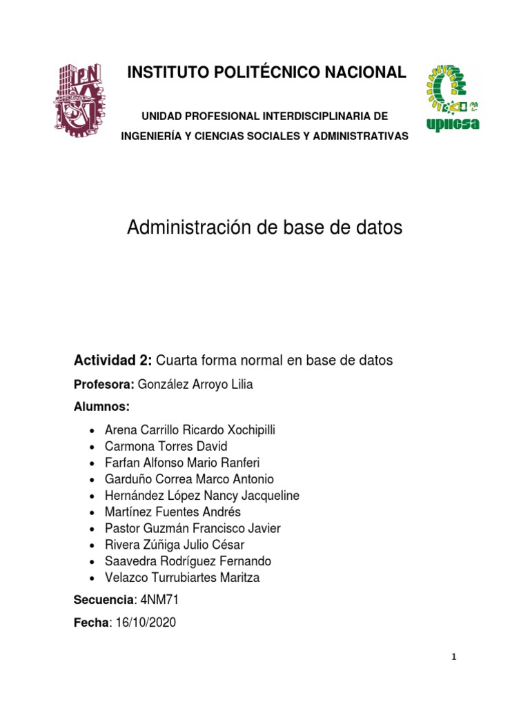 4ta Forma Normal BD | PDF | Modelo de datos | Recuperación de información