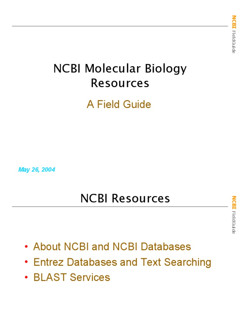 NCBI Molecular Biology Resources: A Field Guide | PDF | National Center ...
