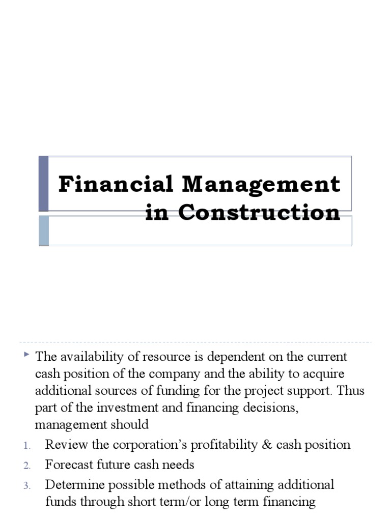 Construction Financial Management Strategies | PDF | Equity (Finance ...