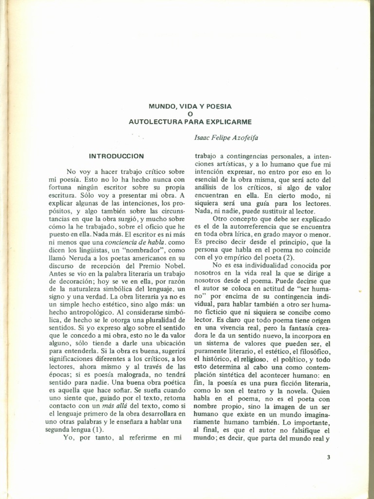 Mundo, Vida y Poesía o Autolectura para Explicarme - Isaac Felipe ...