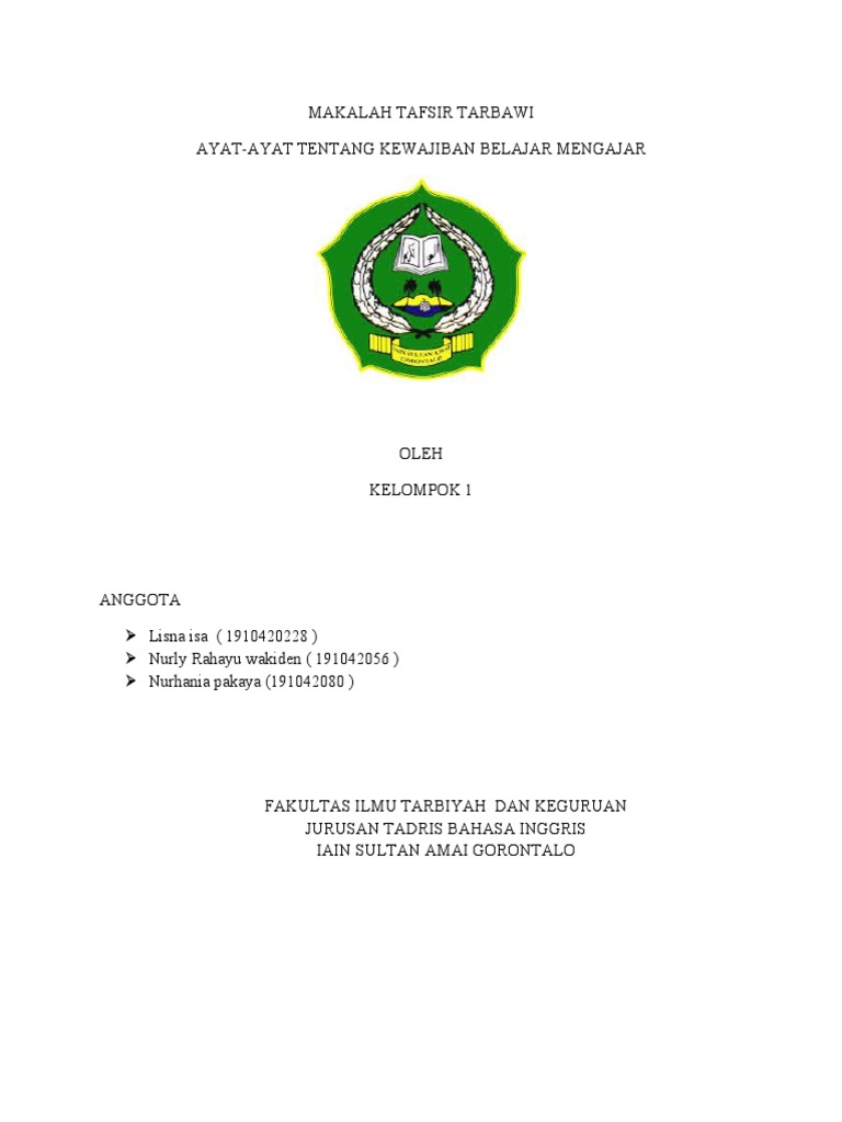 Makalah Tafsir Tarbawi Kelompok 1 | PDF