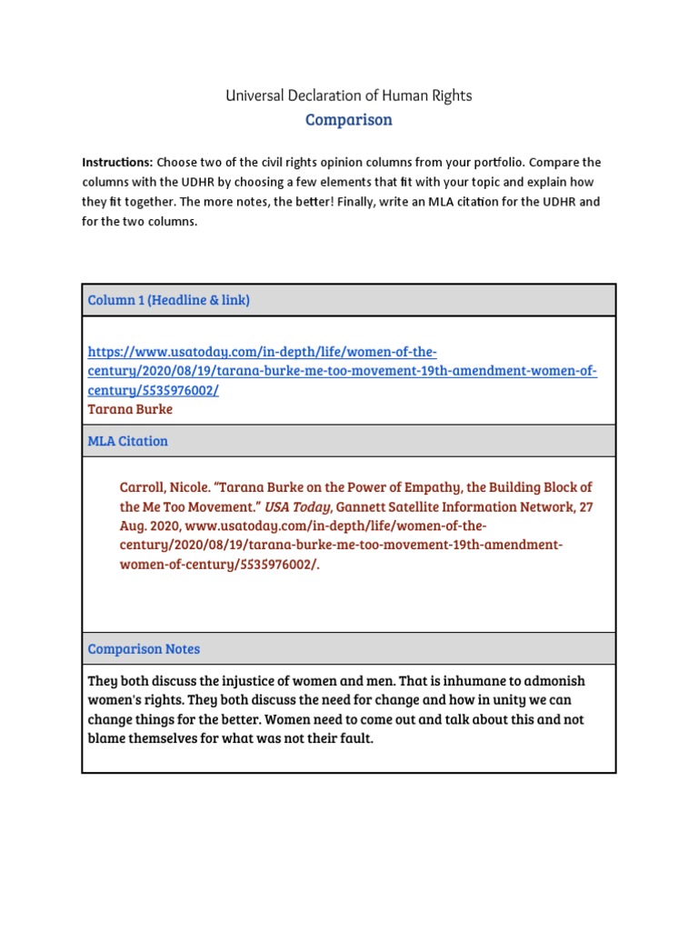 Emily Haslam Udhr Comparison | PDF