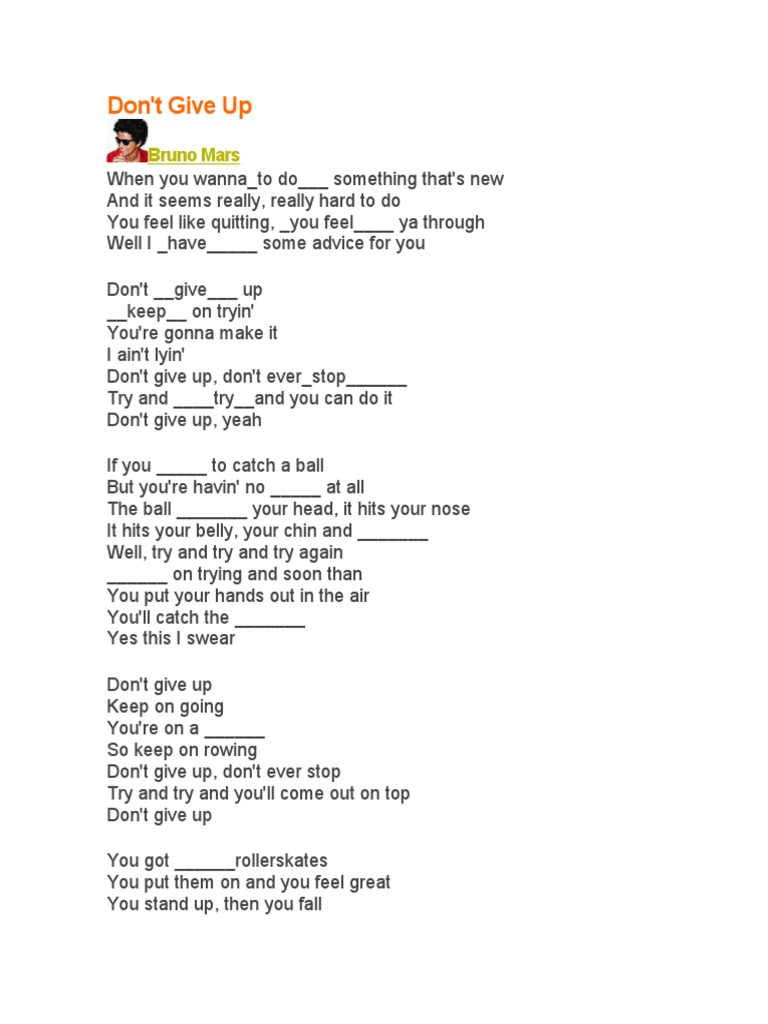 Don't Give Up: Bruno Mars | PDF
