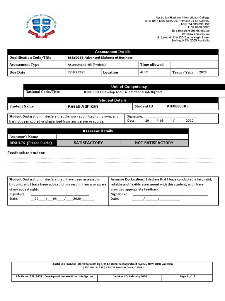 BSBLDR511 Student Assessment Task-3 | PDF | Landlord | Leasehold Estate