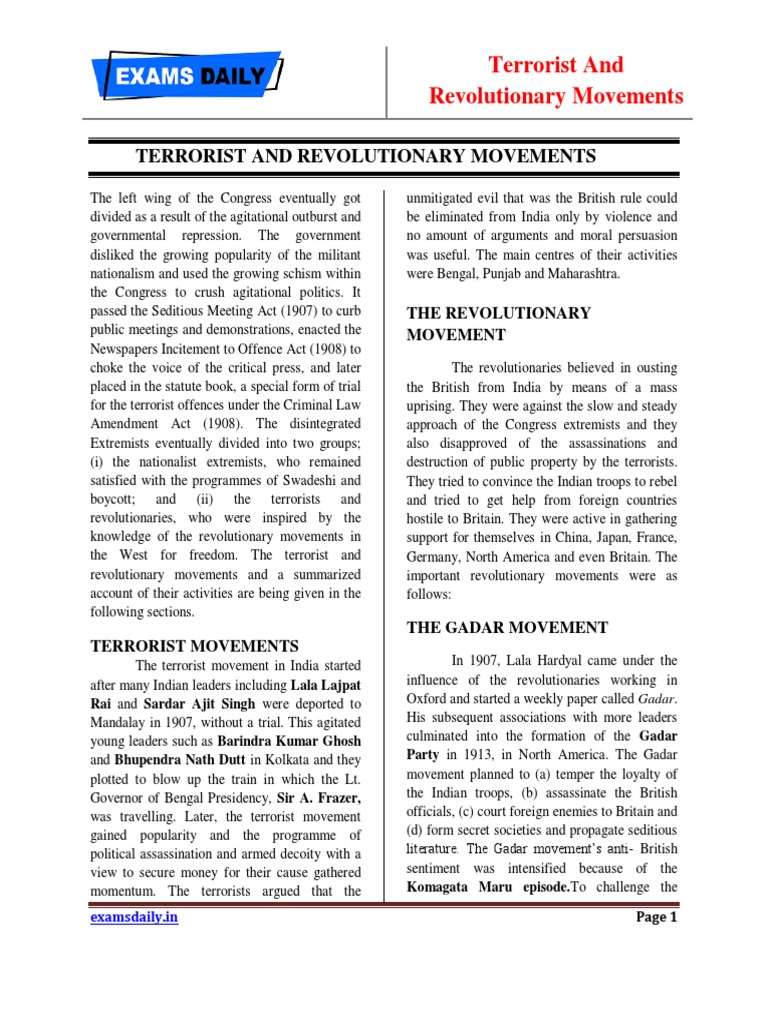 Terrorist and Revolutionary Movements | PDF | South Asia | India–United ...