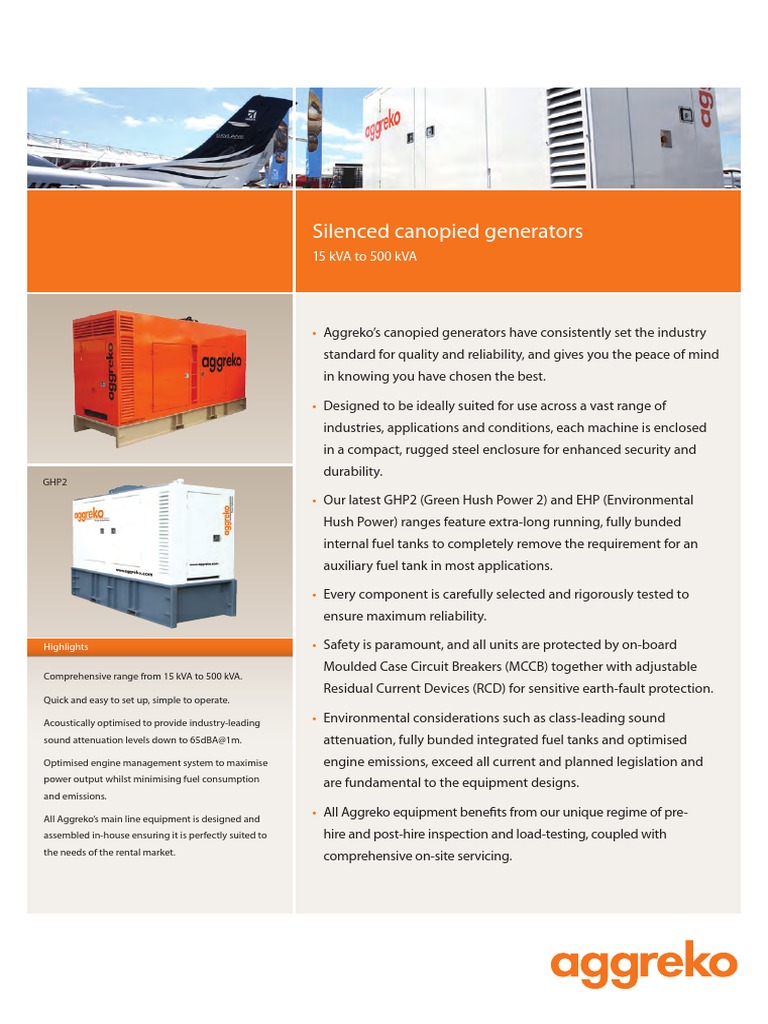 Aggreko Silenced Generator Range | PDF | Reliability Engineering ...
