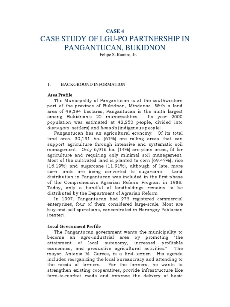 Case Study of Lgu-Po Partnership in Pangantucan, Bukidnon | PDF ...