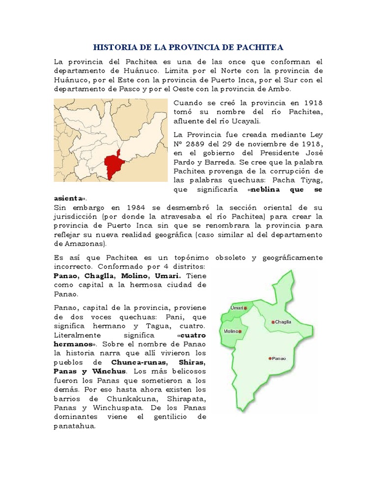 Historia de La Provincia de Pachitea | PDF | Ganadería | Agricultura