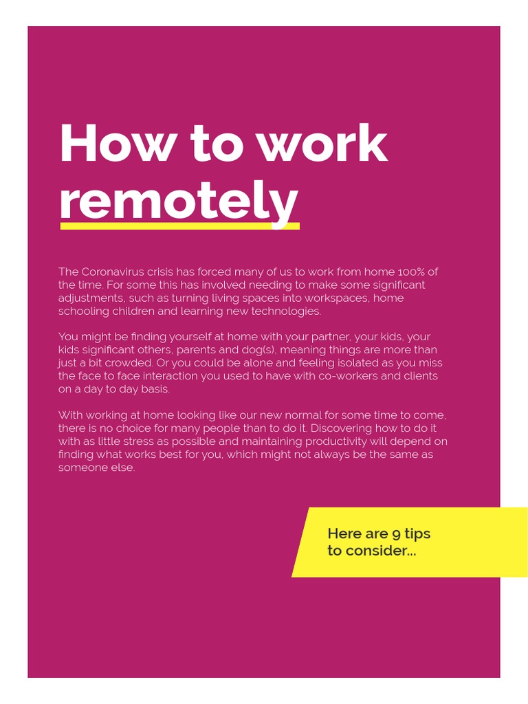 How To Work Remotely V2 | PDF | Anxiety | Psychological Concepts