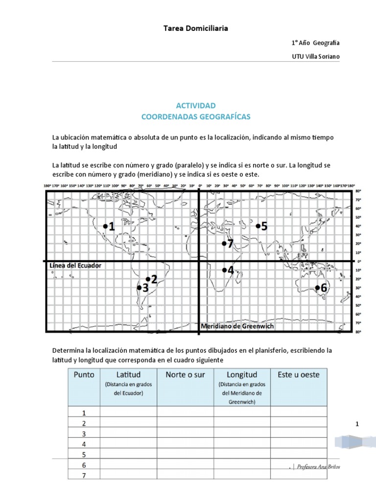 Tarea Domiciliaria Coordenadas | PDF