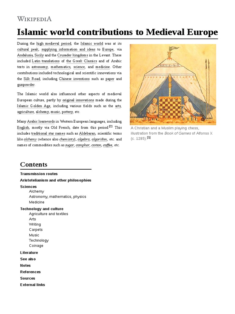 Islamic World Contributions To Medieval Europe | PDF | Science ...