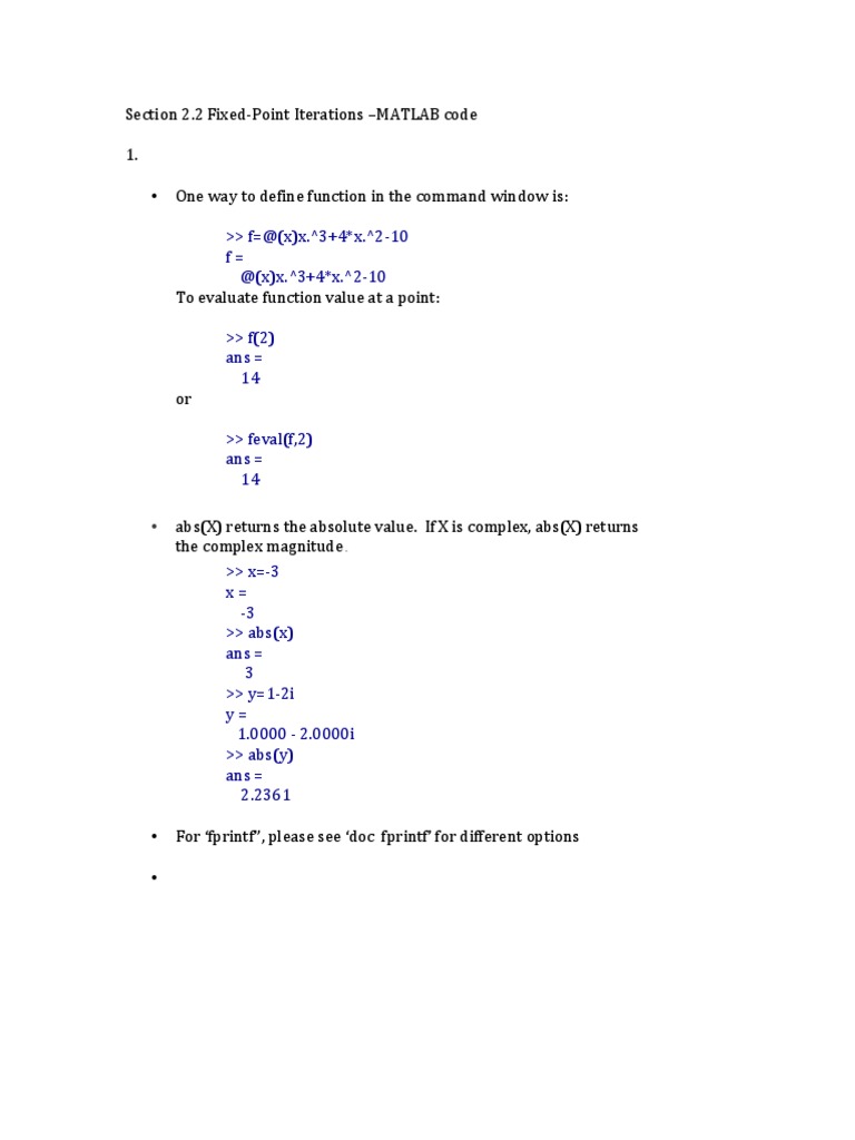 Matlab Code Fixed Point Pdf Pdf Computer Programming Computing