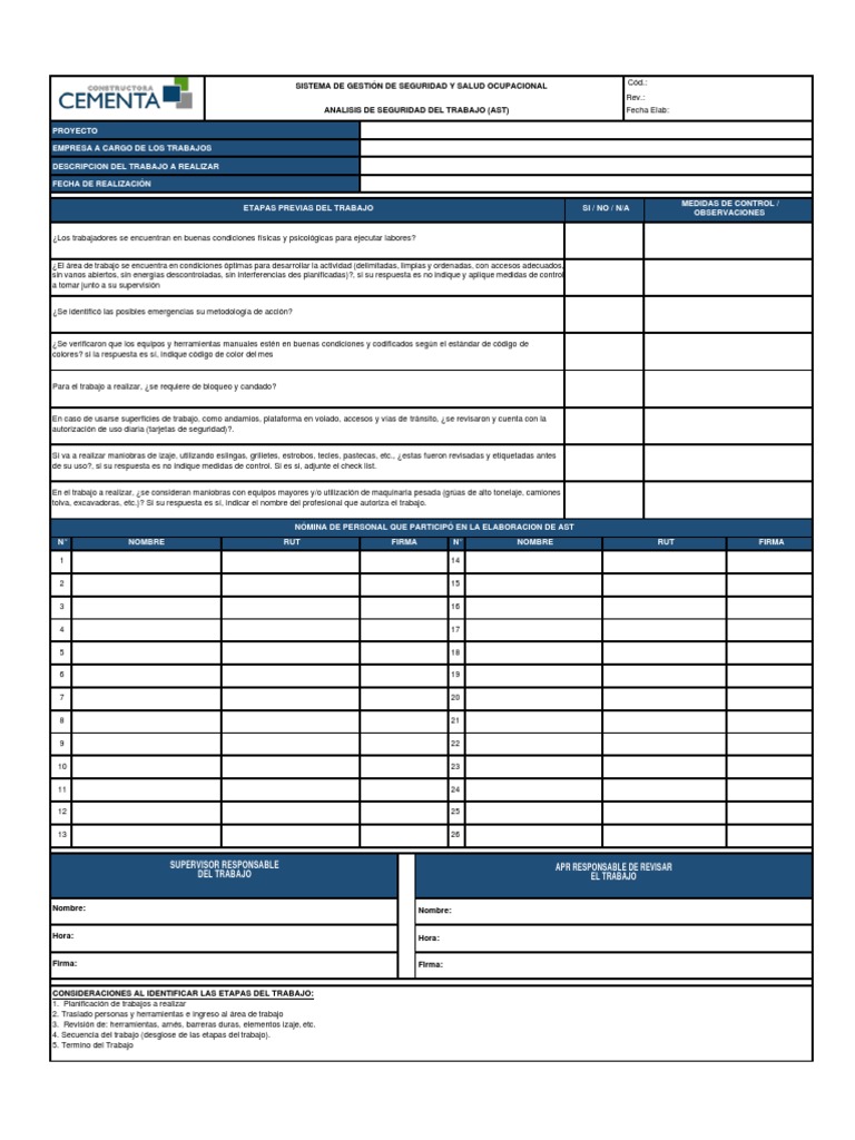 Análisis Seguro Del Trabajo AST | PDF | Naturaleza