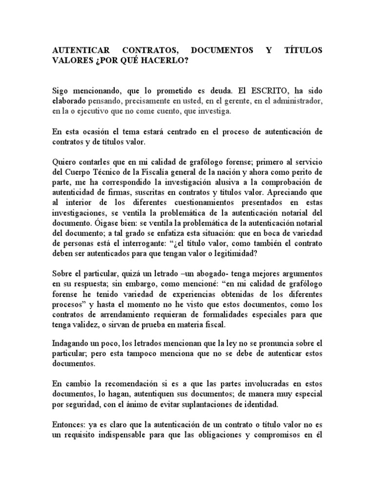 Autenticar Contratos, Documentos | PDF | Autenticación | Abogado