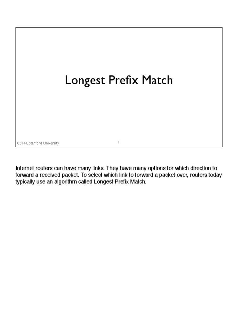1 10 Longest Prefix Match Notes | PDF | Router (Computing ...