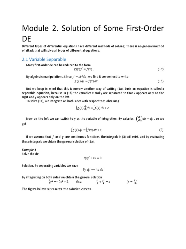 Chapter 2 Lesson 1 Variable Separable - 1 | PDF | Differential ...