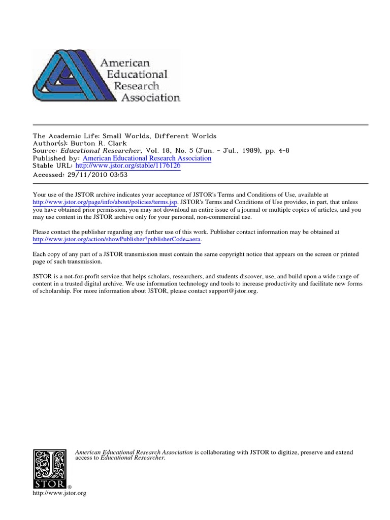 Burton Clark The Academic Life Small Worlds, Different Worlds | PDF ...