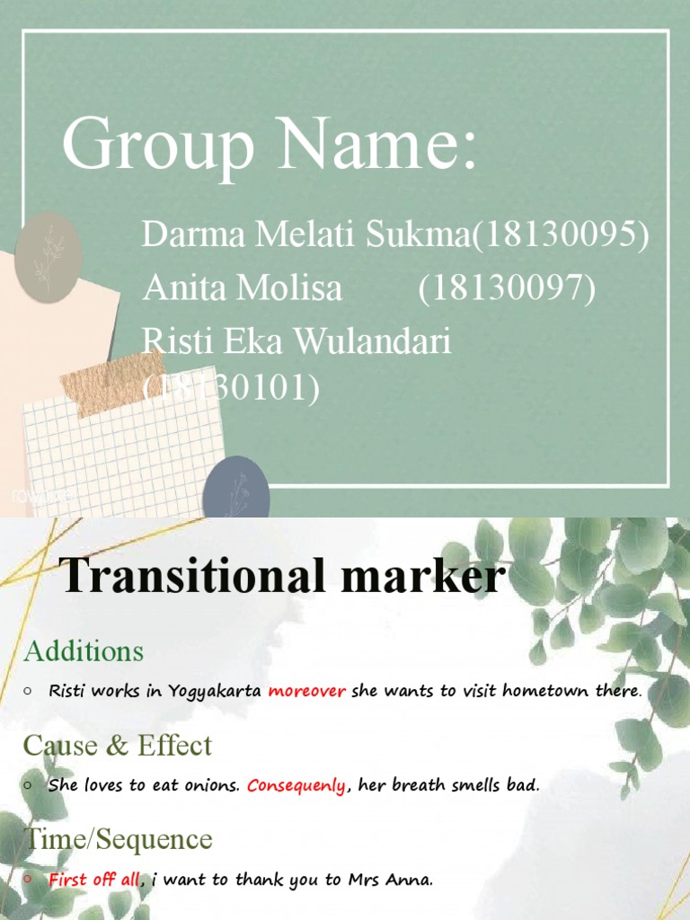 Transitional Marker | PDF