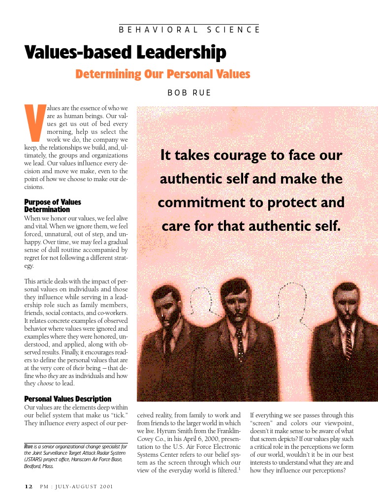 Values-Based Leadership Insights | PDF | Value (Ethics) | Leadership