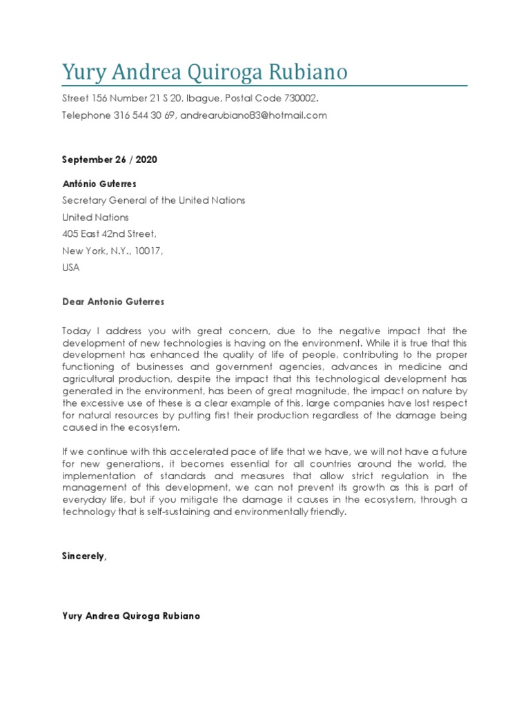 Letter United Nations | PDF