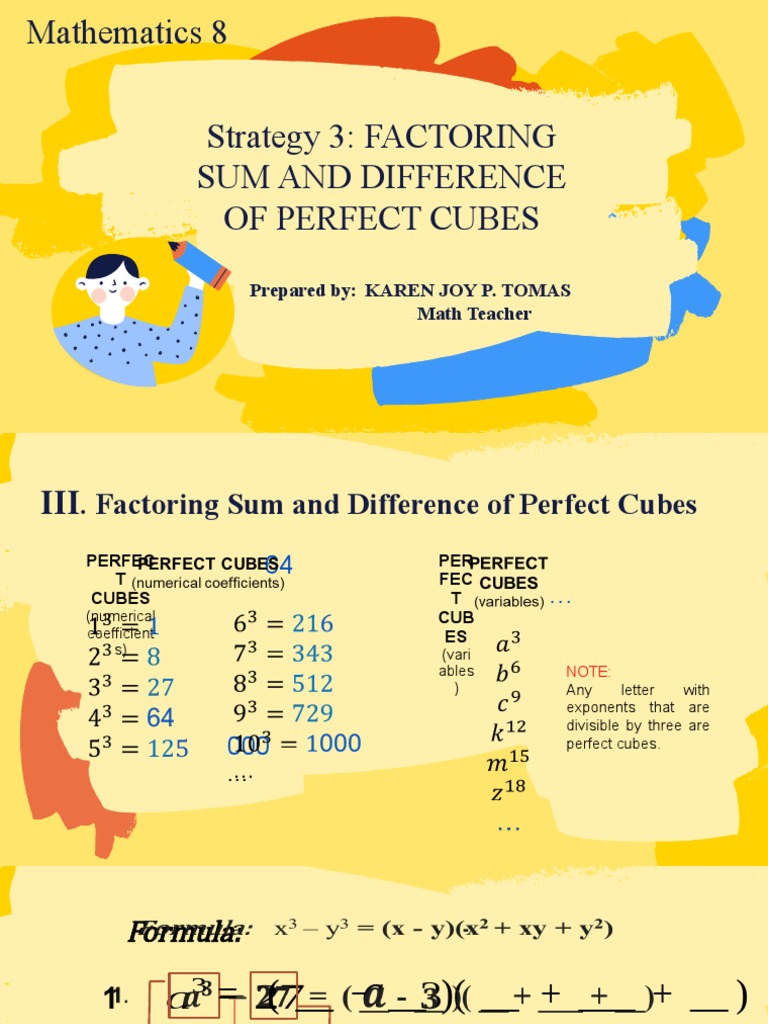 Factoring Sum and Difference of Perfect Cubes | PDF | Arithmetic ...
