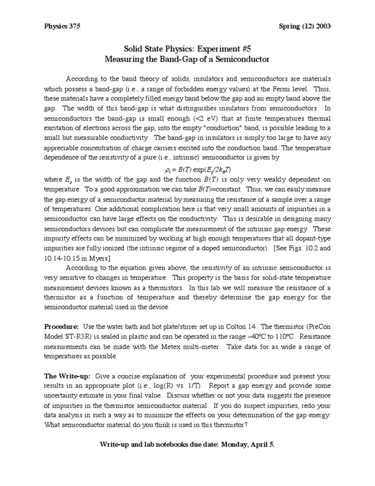 Measuring Semiconductor Band-Gap Energy | PDF | Band Gap | Semiconductors