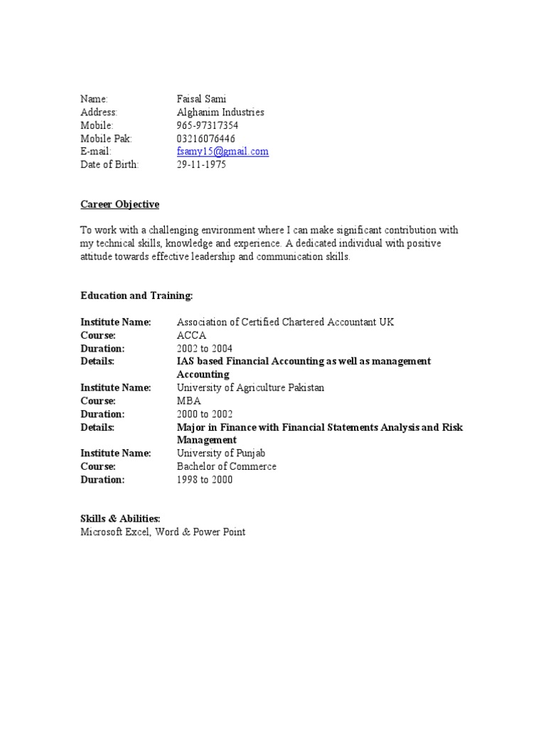 Resume Faisal Sami - 1 | PDF | Accounts Payable | Audit