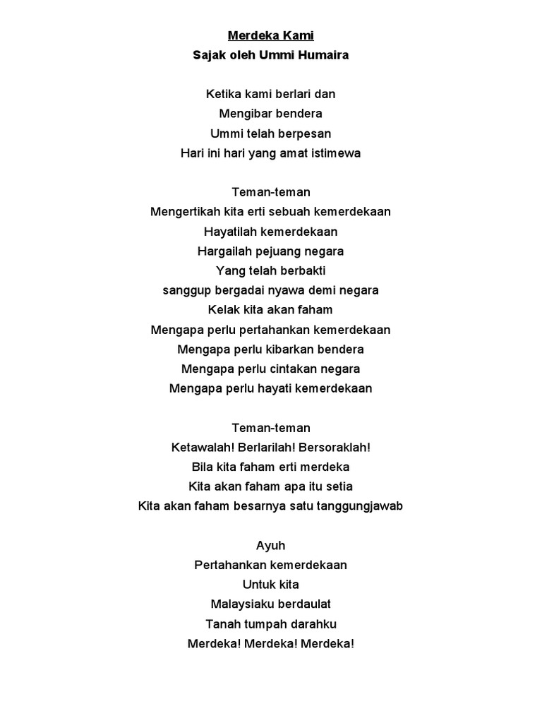 Sajak Merdeka Kami | PDF